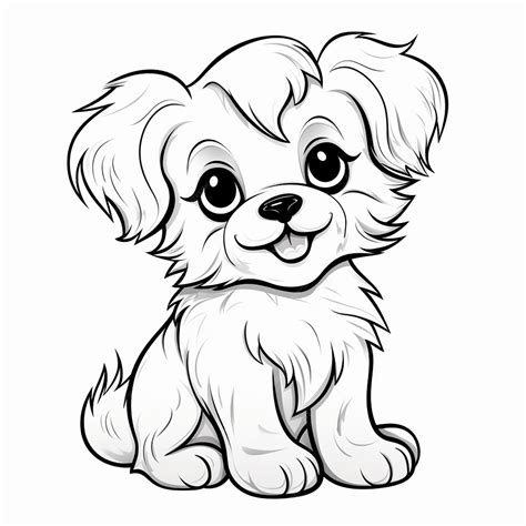 Premium Photo Pugapoo Cute Love Charm Cute Coloring Book Kawaii Line Art