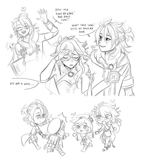 Klee Qiqi Albedo Sucrose And Baizhu Genshin Impact Drawn By Aleikats Danbooru