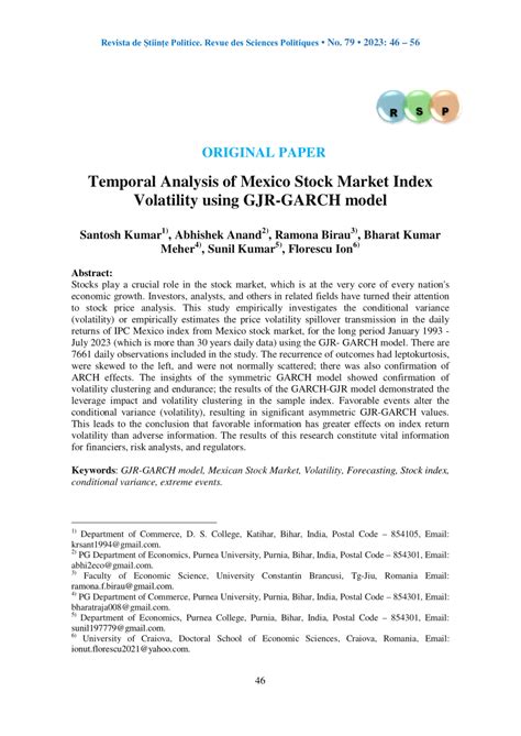 Pdf Temporal Analysis Of Mexico Stock Market Index Volatility Using