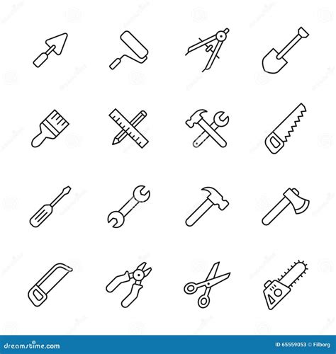 Tools Line Icons Stock Vector Illustration Of Pliers 65559053