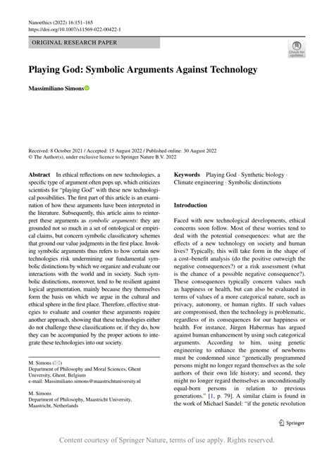 Playing God Symbolic Arguments Against Technology Request Pdf Playing God Symbolic Arguments Against Technology Request Pdf