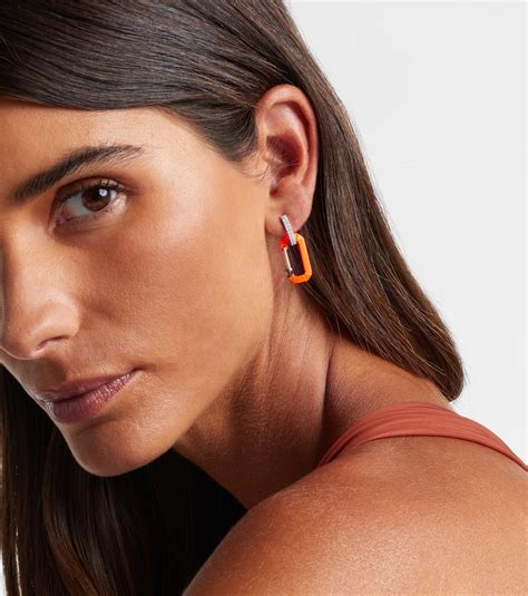 Chiara Small 18kt White Gold And Diamond Single Earring In Orange Eera Mytheresa