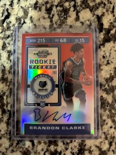 2019 20 Panini Contenders Optic Brandon Clarke Rookie Ticket Auto Red