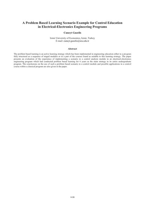 pdf a problem based learning scenario example for control education