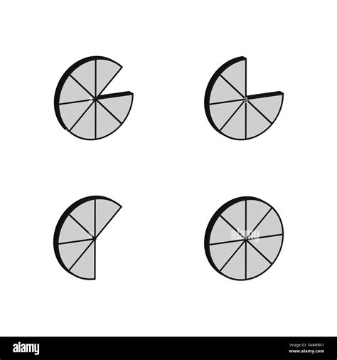 gray pie chart circular segment design data infographic icon simple