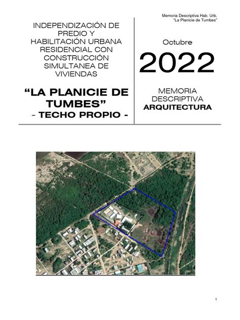Memoria Descriptiva Hab Urb La Planicie De Tumbes Pdf Hormigón