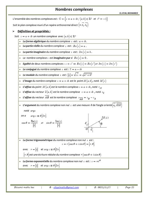 Nombres Complexes Biof Pdf