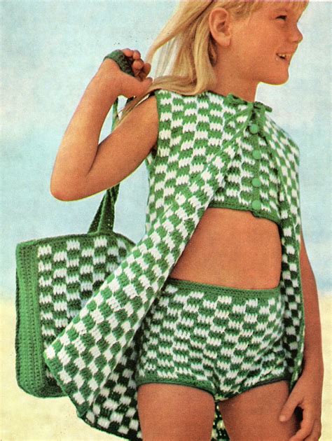 4 Piece Bathing Suit Crochet Pattern 2 Piece Bikini Coverall And Bag
