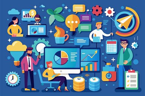 Premium Vector Business Professionals Collaborating On Data Analysis And Strategy Development