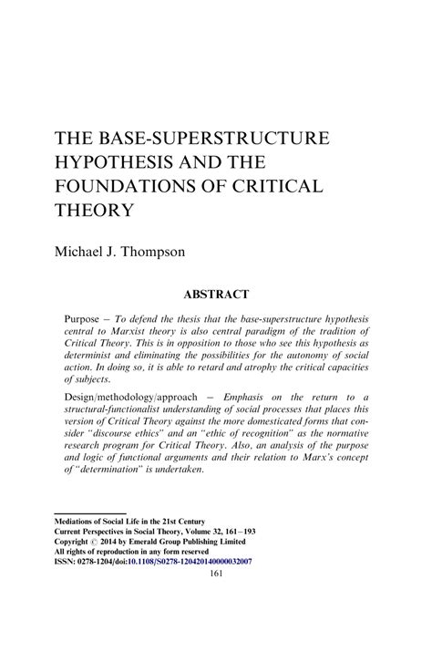 Pdf The Base Superstructure Hypothesis And The Foundations Of