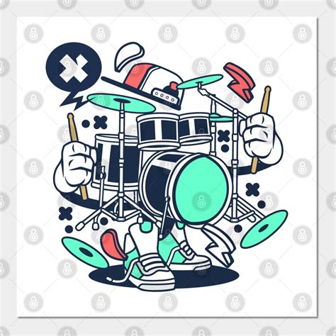 Drum Set Graphic Drawing Illustration Wall And Art Print Drummer