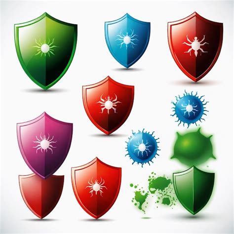 Premium Vector Virus Shield Vector Set White Background Isolated