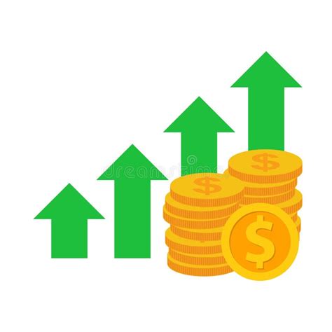 Up Arrow Business Finance Graph Growth With Coin Vector Illustration