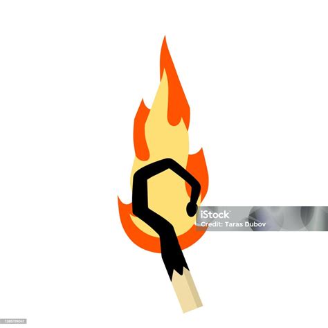 Pertandingan Yang Membara Tongkat Api Untuk Pengapian Kartun Datar