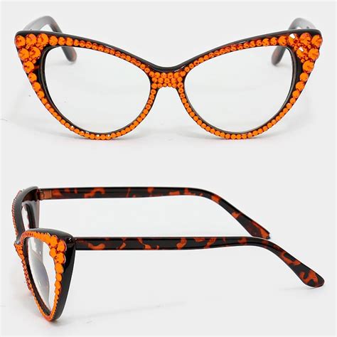 Rhinestone Cat Eye Eyeglass Frames Retro Glam Crystal Fashion Optical