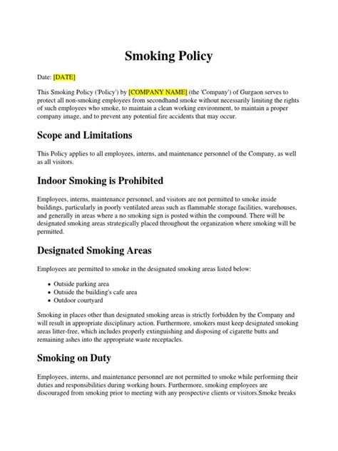 Smoking Policy Pdf