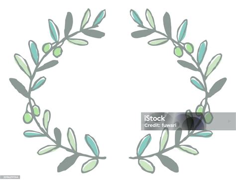 Olive Leaf Frame Handdrawn Line Drawing Stock Illustration Download Image Now Backgrounds