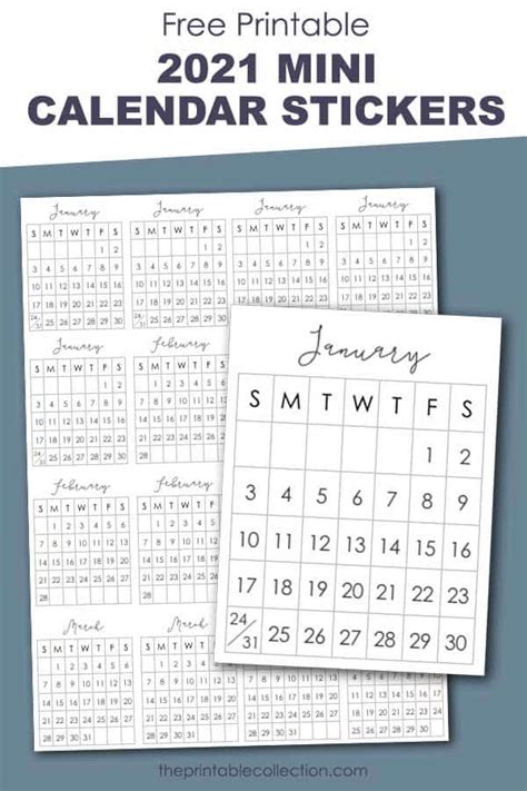 Printable Mini Calendar Stickers For Your Planner Artofit