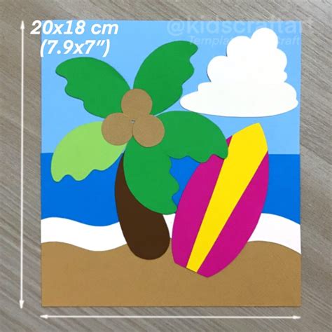 Palm Tree Surfboard Craft End Year Summer Sea Ocean Beach Day Vacation