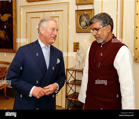 The Prince Of Wales Speaks With Nobel Peace Prize Winner Dr Kailash Satyarthi During A Private