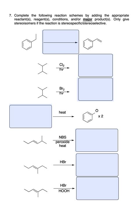 Solved Complete the following reaction schemes by adding the | Chegg.com