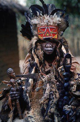 Africa A Witch Doctor Or Bwanavide Dressed For A Healing Ceremony