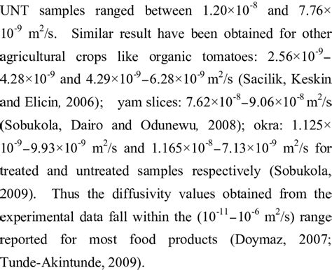 The Effective Moisture Diffusivity D Eff For Drying Smb Wat And Download Table