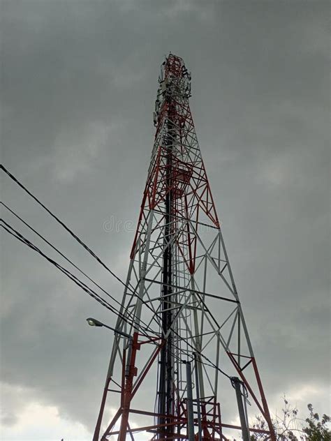 Electrical Engineering Tower With Clouds And Sky Background Stock Image