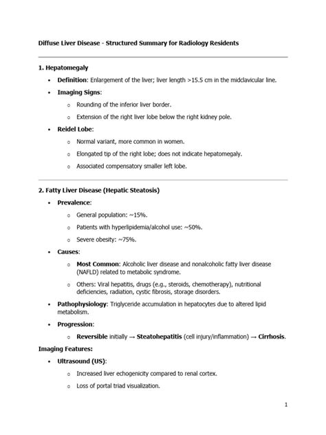 Diffuse Liver Disease Overview For Residents Pdf Liver Cirrhosis