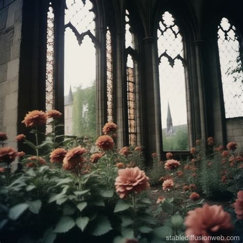 Gothic Digital Floral Design With Structures Stable Diffusion Online