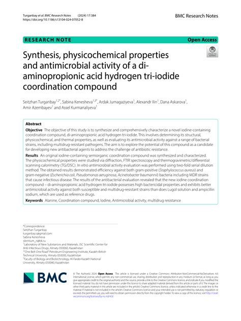 Pdf Synthesis Physicochemical Properties And Antimicrobial Activity