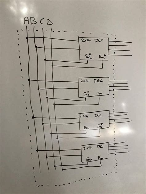 Integrated Circuit Building A 4x16 Decoder With Only Four 2x4 Enabled Decoder Electrical