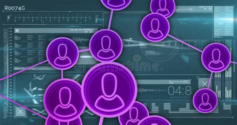 Network Of User Icons And Data Processing Image Over Digital Interface Stock Illustration