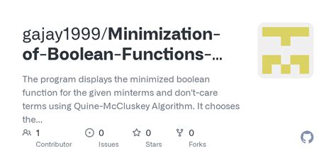 Github Gajay1999minimization Of Boolean Functions Using Quine Mccluskey Algorithm The