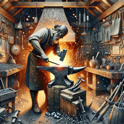 Medieval Blacksmith Crafting Metal An Energetic Scene Ai Art