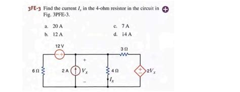 3 Fe 3 Find The Current I { X } In The 4 Ohm Resistor In The Circuit In