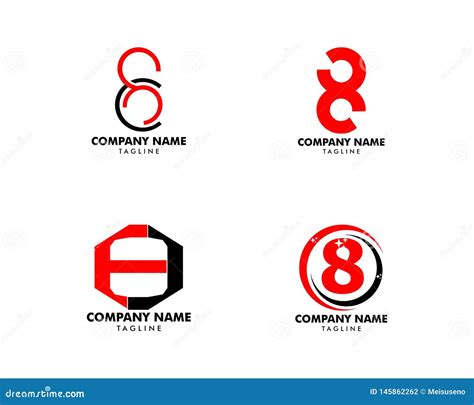 Set Of Number Eight Logo Logo 8 Vector Template Stock Vector
