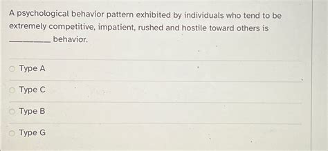 Solved A Psychological Behavior Pattern Exhibited By