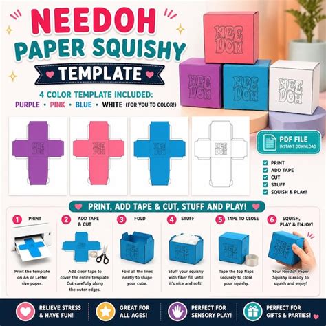 Paper Squishy Template Needoh Etsy Canada