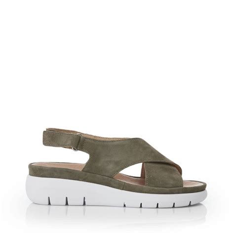 Shoon Sarita Khaki Suede Sandals From Moda In Pelle Uk