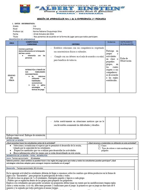 Actividades De Juego Para 1° Primaria Pdf Aprendizaje Cognición
