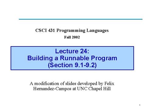 Csci 431 Programming Languages Fall 2002 Lecture 24