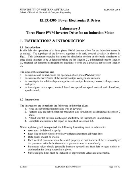 Laboratory Sheet 3 University Of Western Australia Elec4306 Lab 3