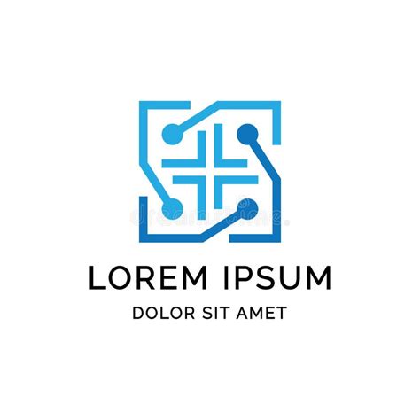 Square Node Connected Logo Template Design Stock Vector Illustration