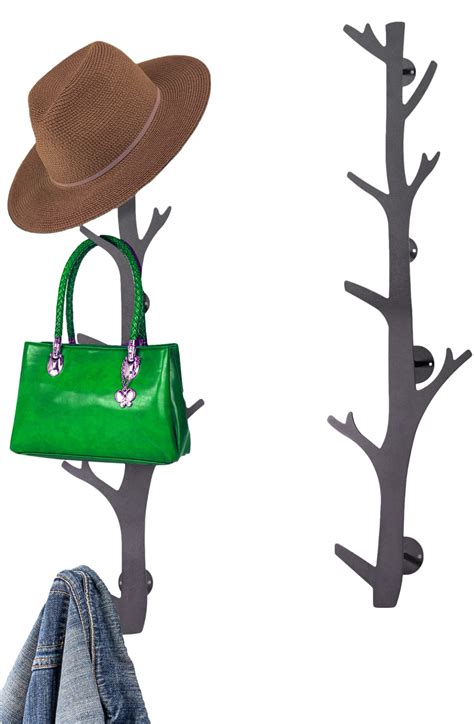 Tree Branch Coat Rack Wall Mount Hat Rack For Caps Coats