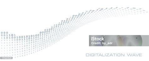 Digitalization Wave Curved Line Of Ones And Zeros Stock Illustration