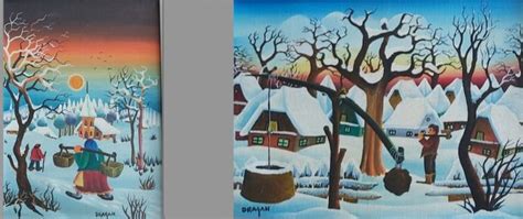 Dragan Mihailovic 1950 Paysages Naifs Enneigés Catawiki