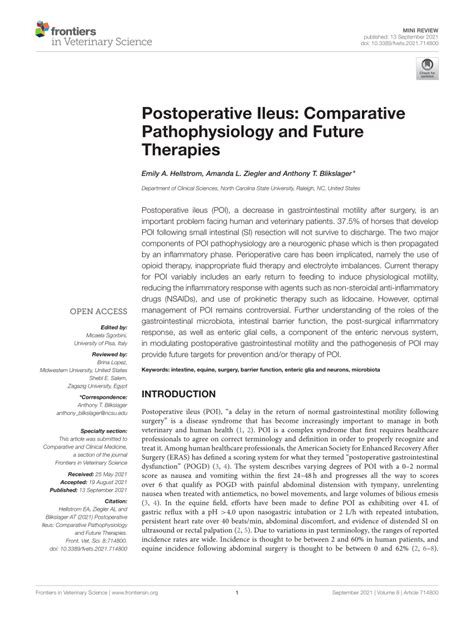 PDF Postoperative Ileus Comparative Pathophysiology And Future Therapies