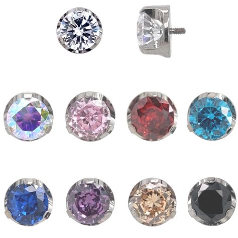 Internally Threaded Flat Prong Set Cz End My Body Jewel