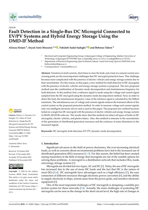 Pdf Fault Detection In A Single Bus Dc Microgrid Connected To Ev Pv Systems And Hybrid Energy
